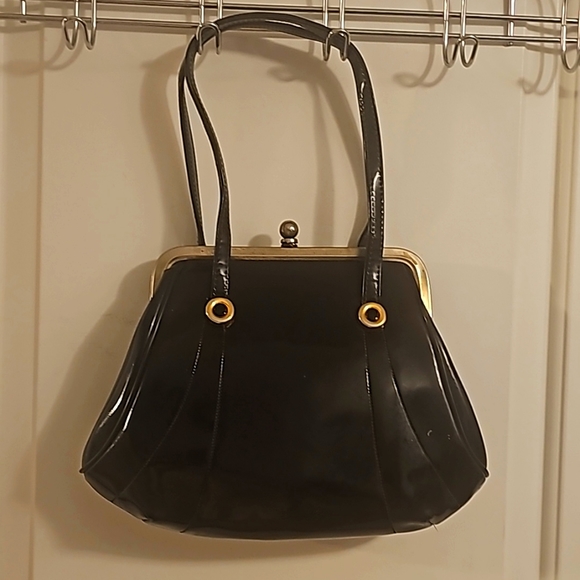 National | Bags | National Vintage 5s Black Patent Leather Purse Double ...